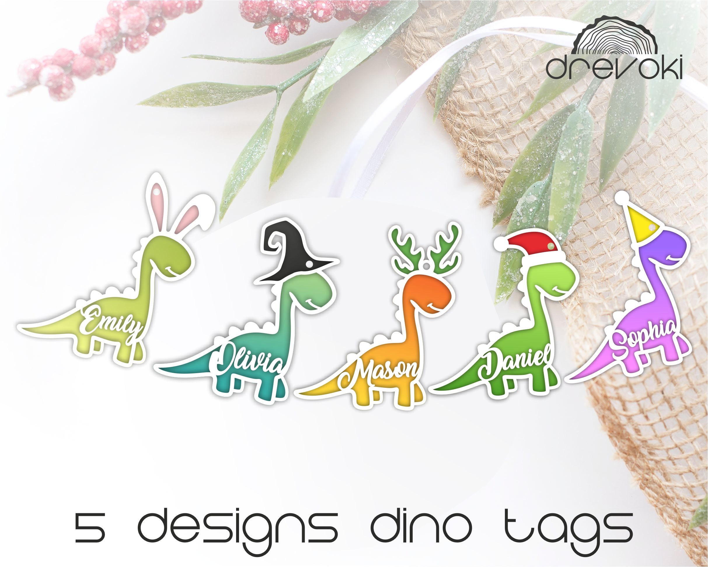 Dinosaur Gift Tag Svg, Laser Cut File, Tag Svg Glowforge, Name Tags ...