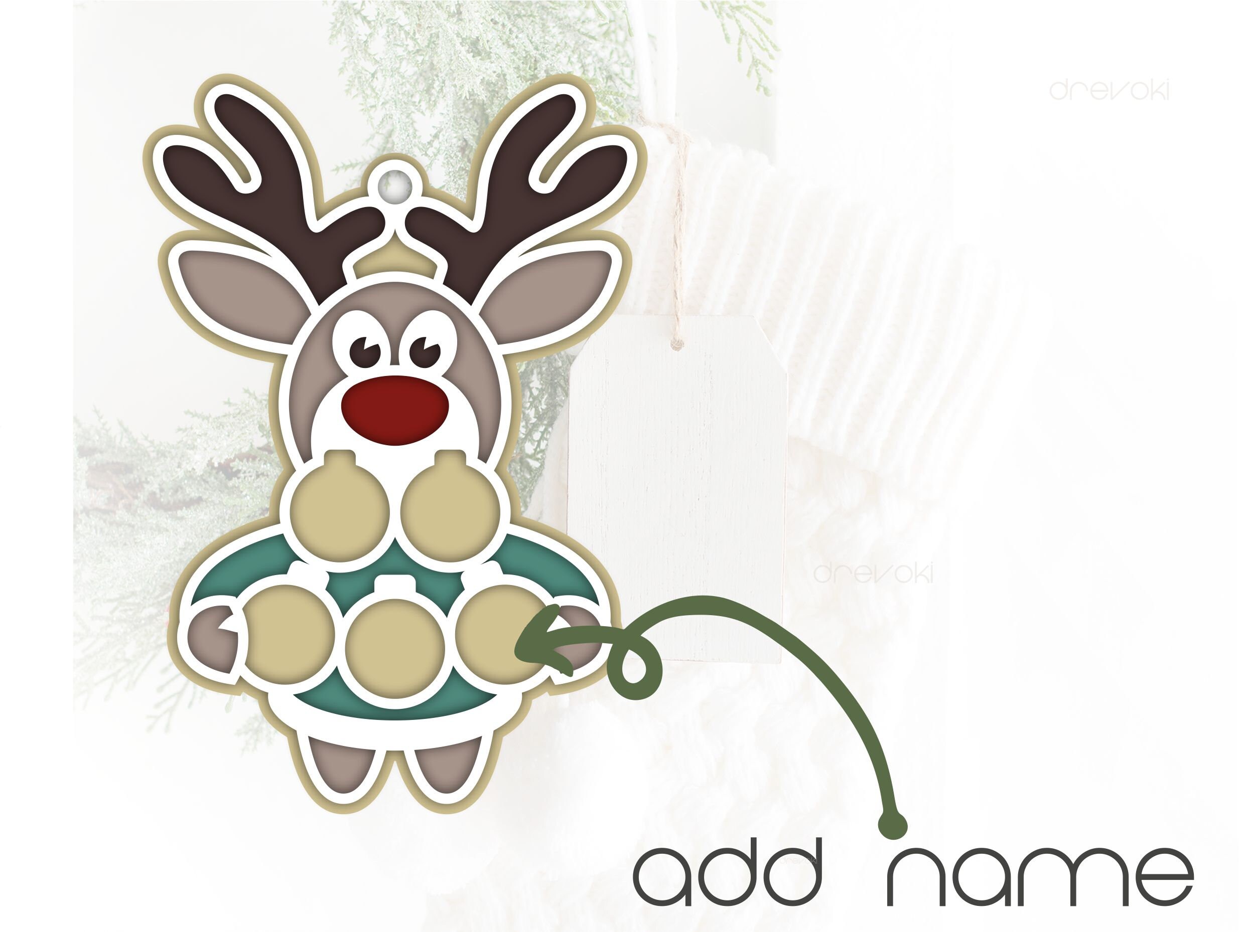 Reindeer Christmas Ornament Svg, Family Christmas Ornament Svg, Layered ...