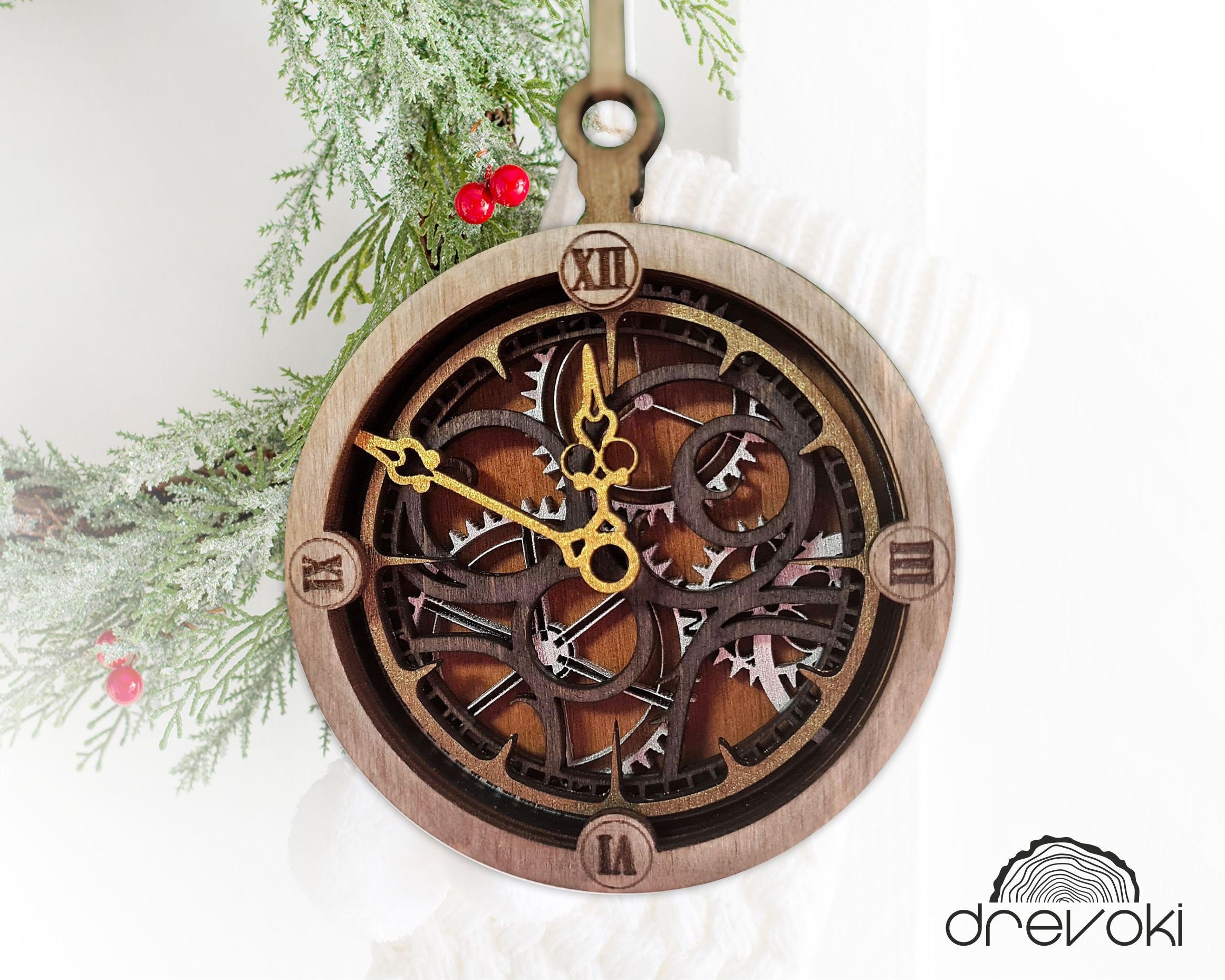 Layered Clock Christmas Ornament Svg, Laser Cut File, Watch Wall Decor ...