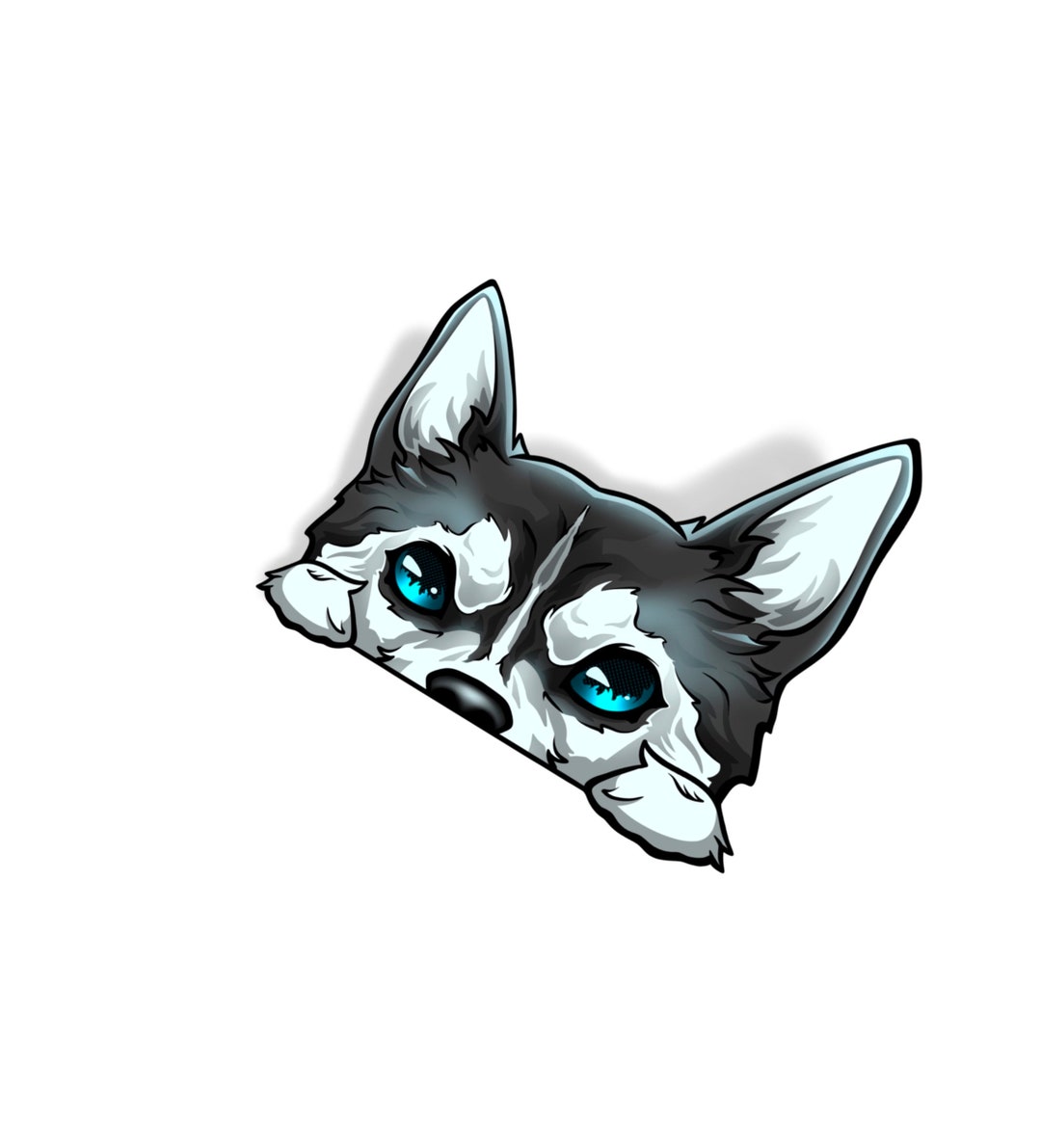 Siberian Husky Peeker Sticker Holographic Eyes High Quality Waterproof ...