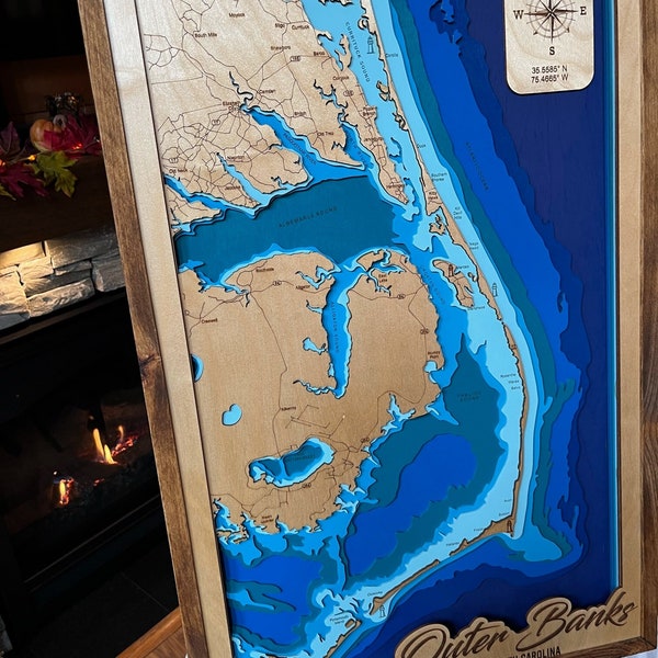 Outer Banks Wood Map - Etsy