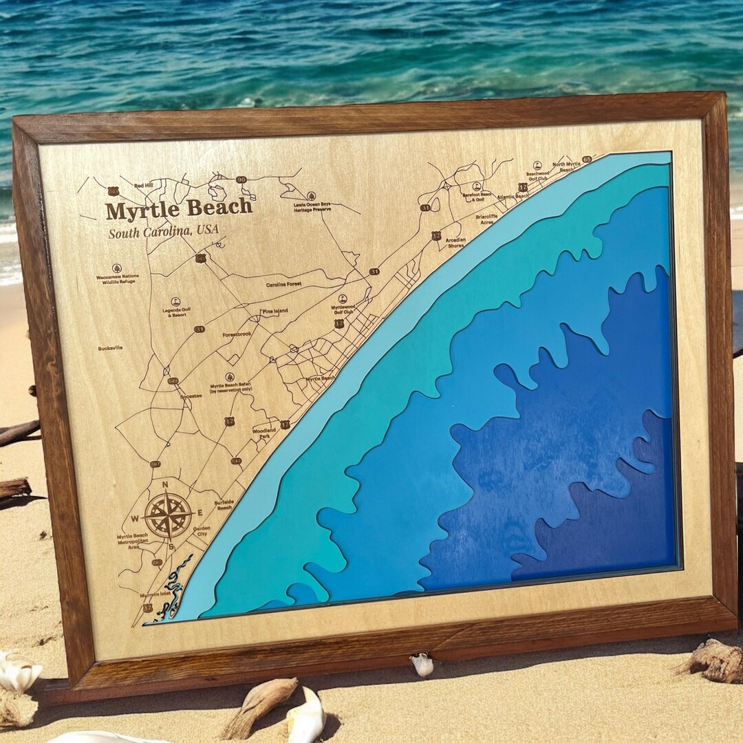 Handmade and Framed Myrtle Beach South Carolina Layered 3D Nautical ...