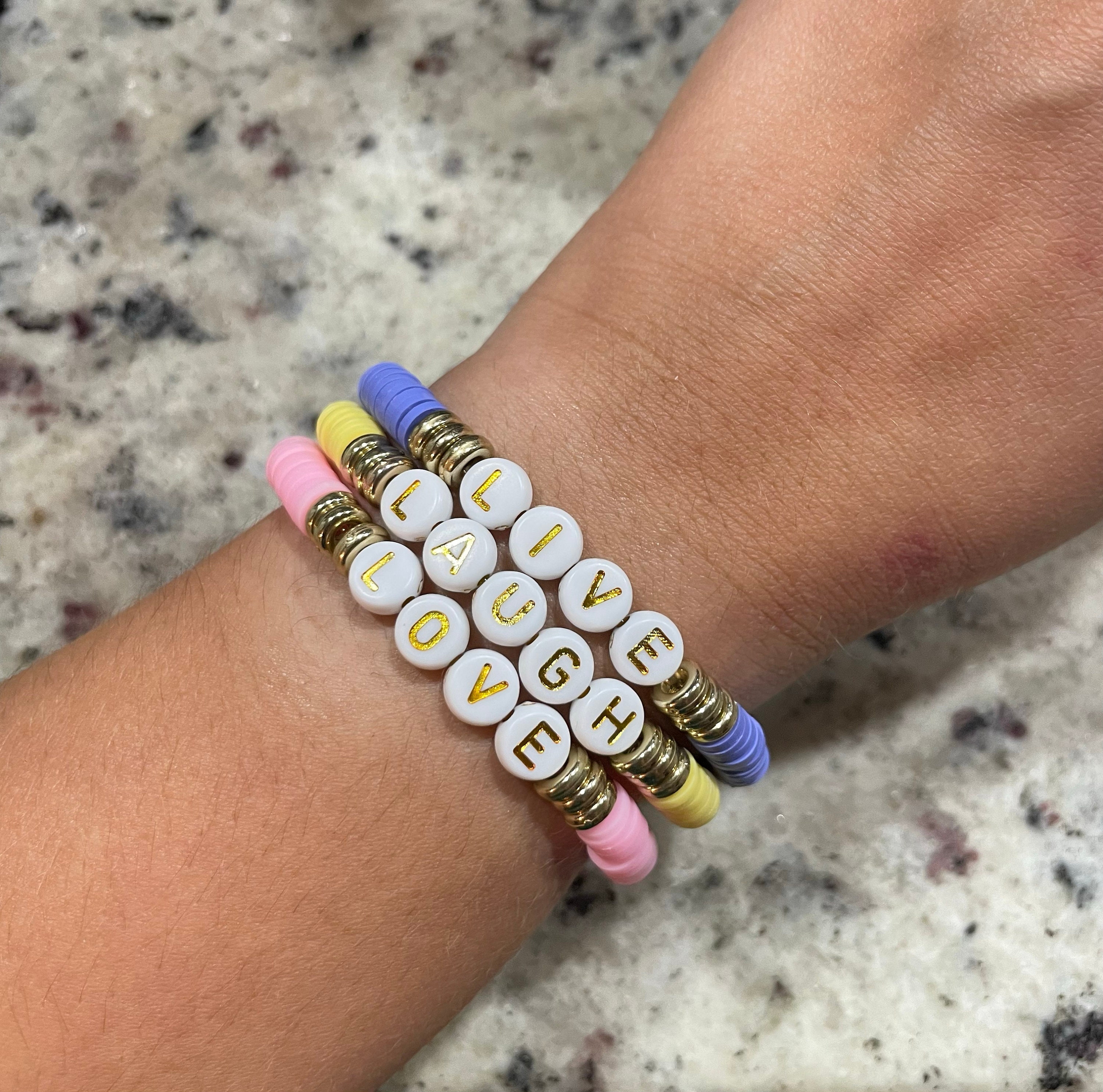 Live, Laugh, Love Bracelets, Clay Bead Bracelets, Friendship Bracelets ...