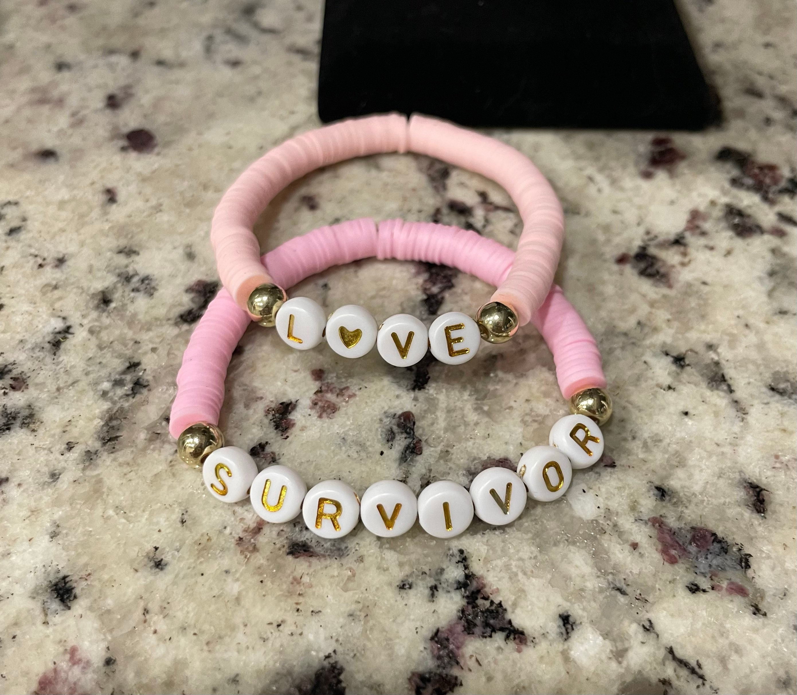 Breast Cancer Awareness Clay Bead Bracelets, Breast Cancer, Survivor ...