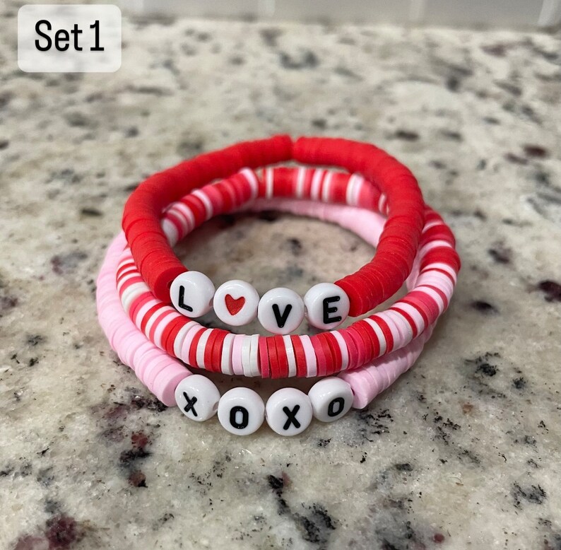Valentines Bracelets, Valentines Gifts for Her, Love Bracelet Set, Xoxo ...