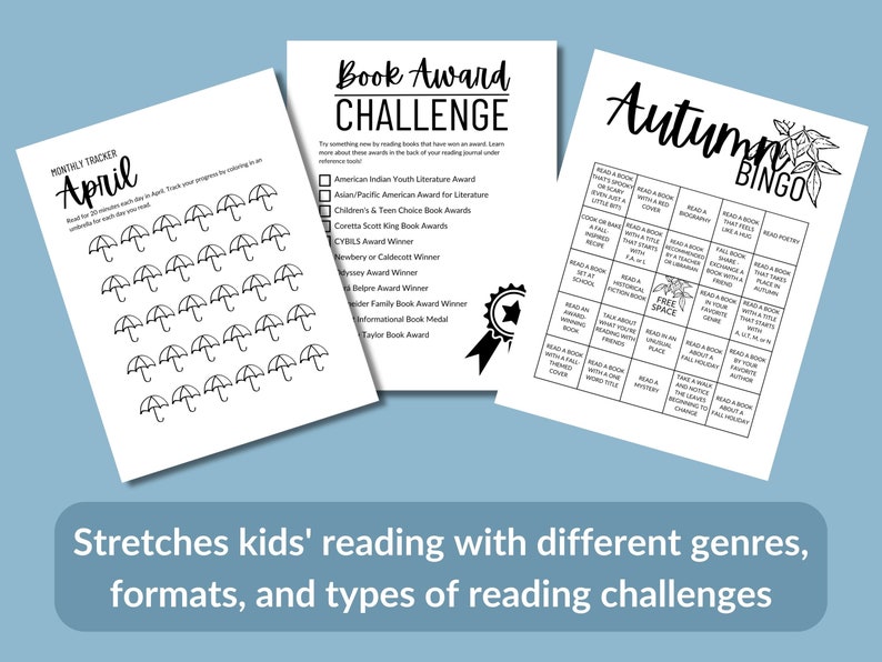 13 Printable Kids' Reading Challenges - Etsy