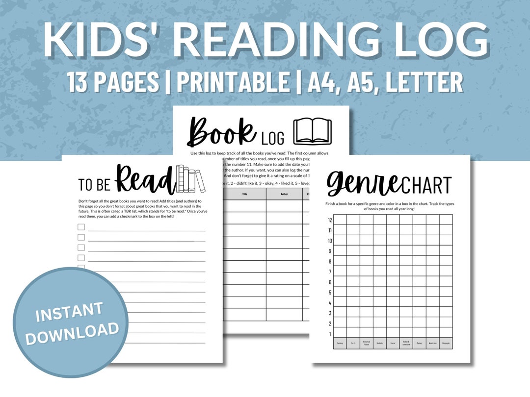 Kids' Printable Reading Log - Etsy