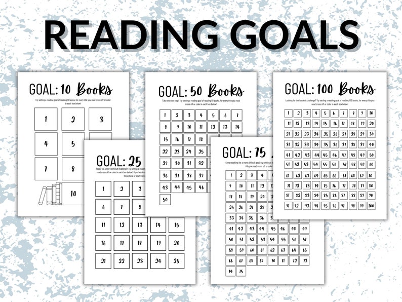 Printable Kids' Reading Goal Worksheets - Etsy