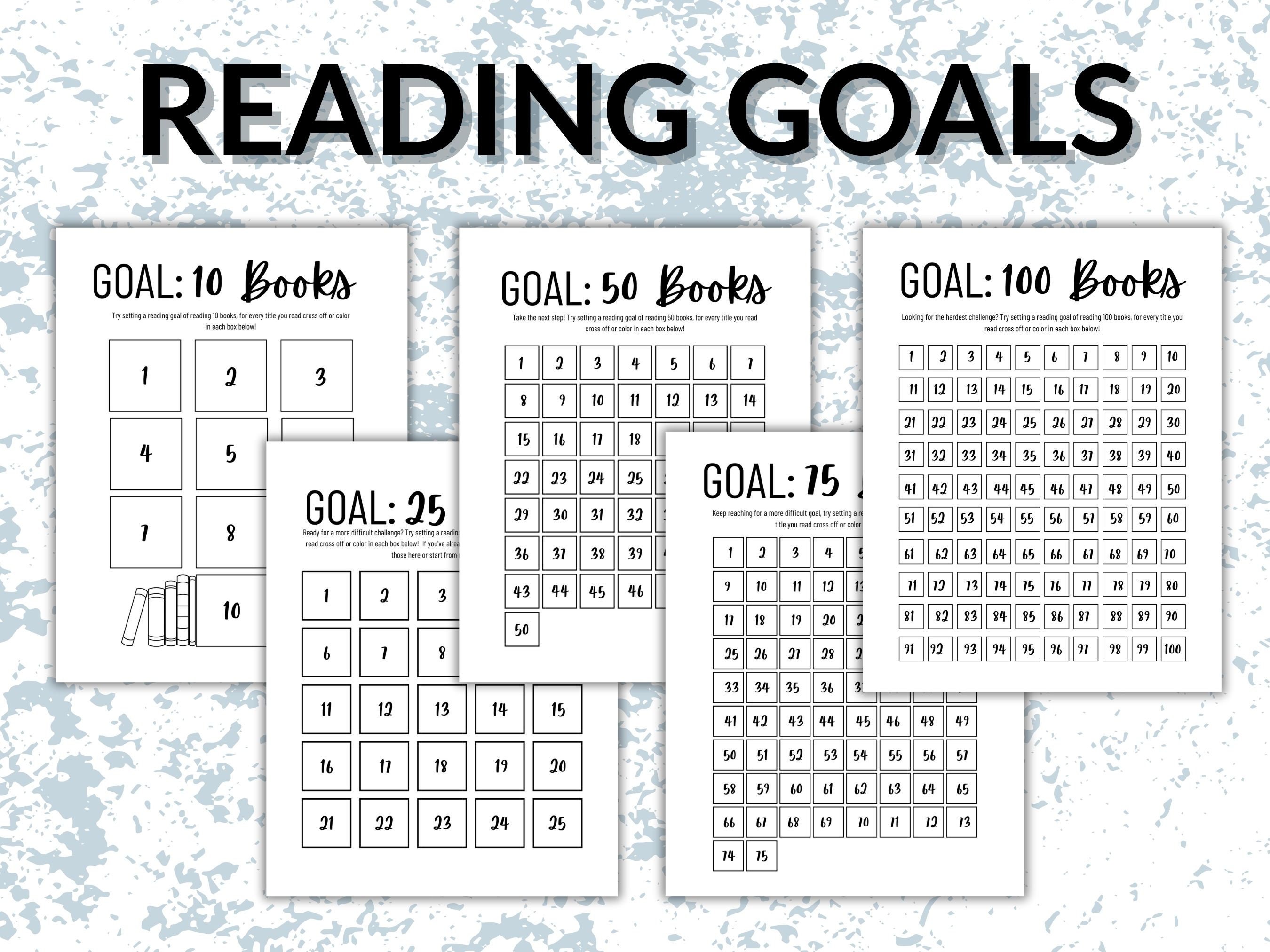 Printable Kids' Reading Goal Worksheets - Etsy