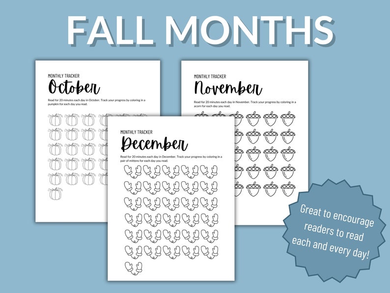 Kids' Printable Monthly Reading Trackers - Etsy