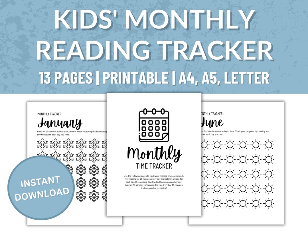 Kids' Printable Monthly Reading Trackers - Etsy