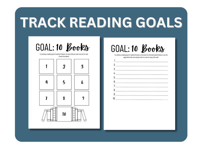 Printable Kids' Reading Goal Worksheets - Etsy