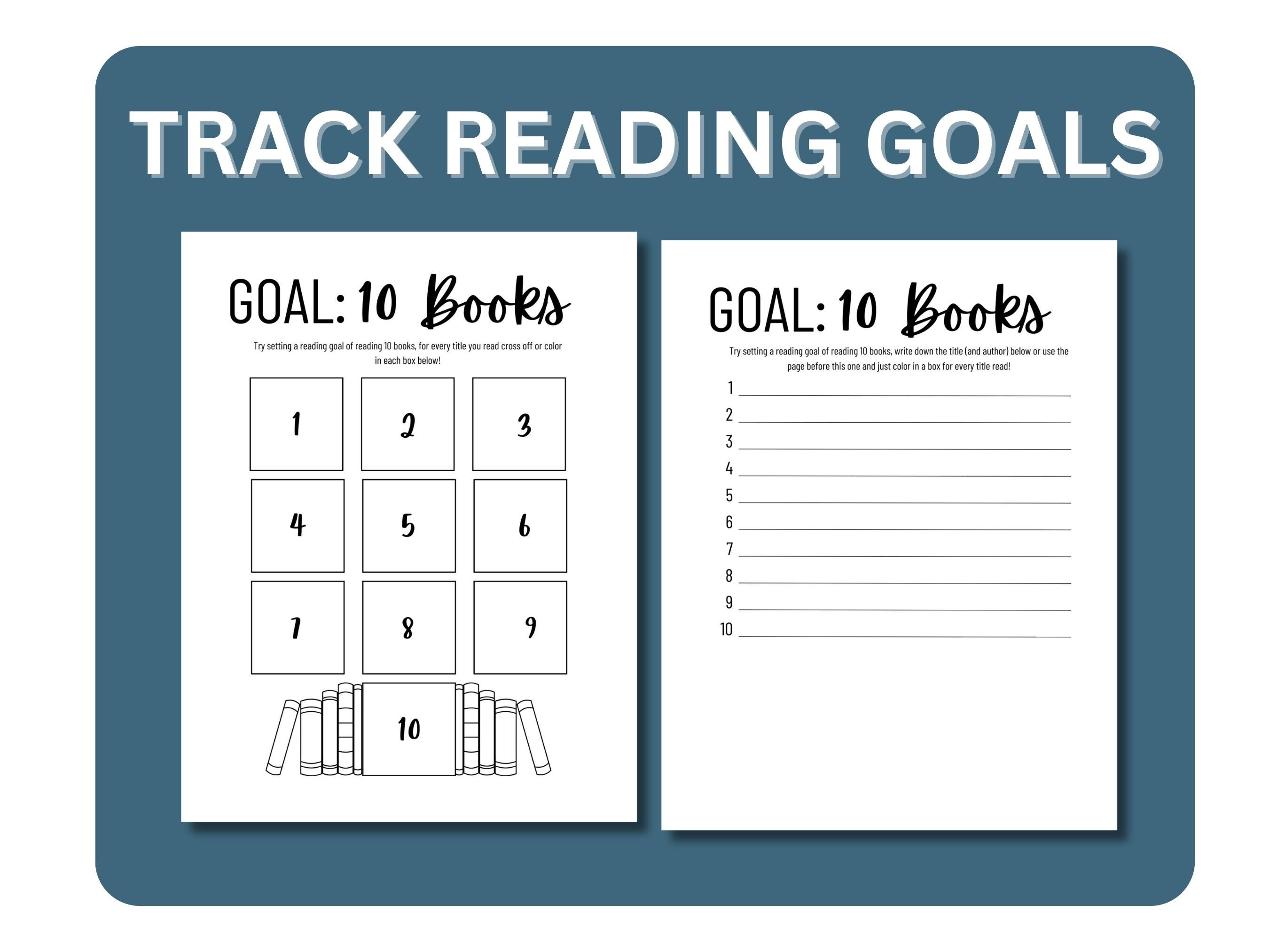 Printable Kids' Reading Goal Worksheets - Etsy