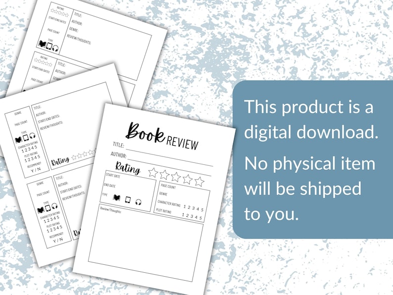 Kids' Book Review Printable Worksheets - Etsy