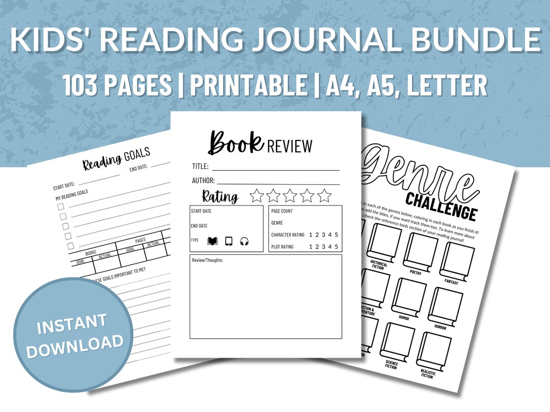 Kids' Printable Reading Journal Bundle - Etsy