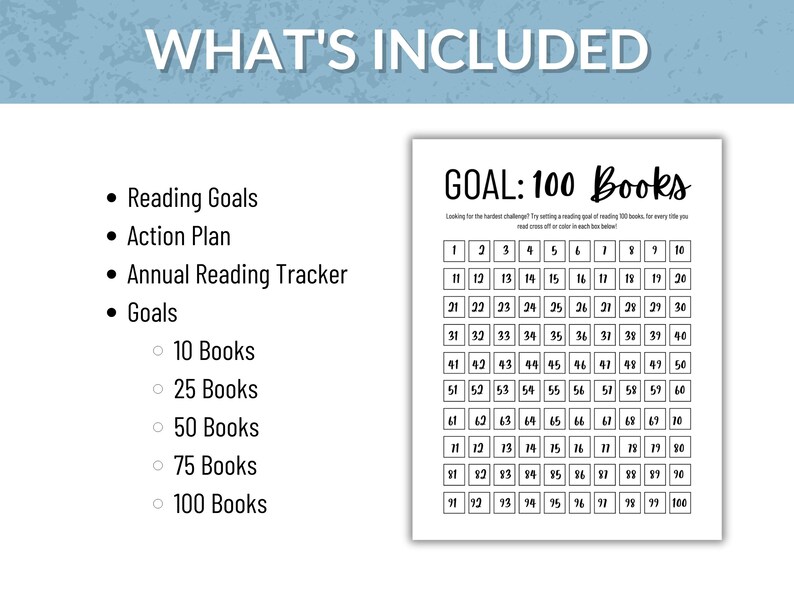 Printable Kids' Reading Goal Worksheets - Etsy