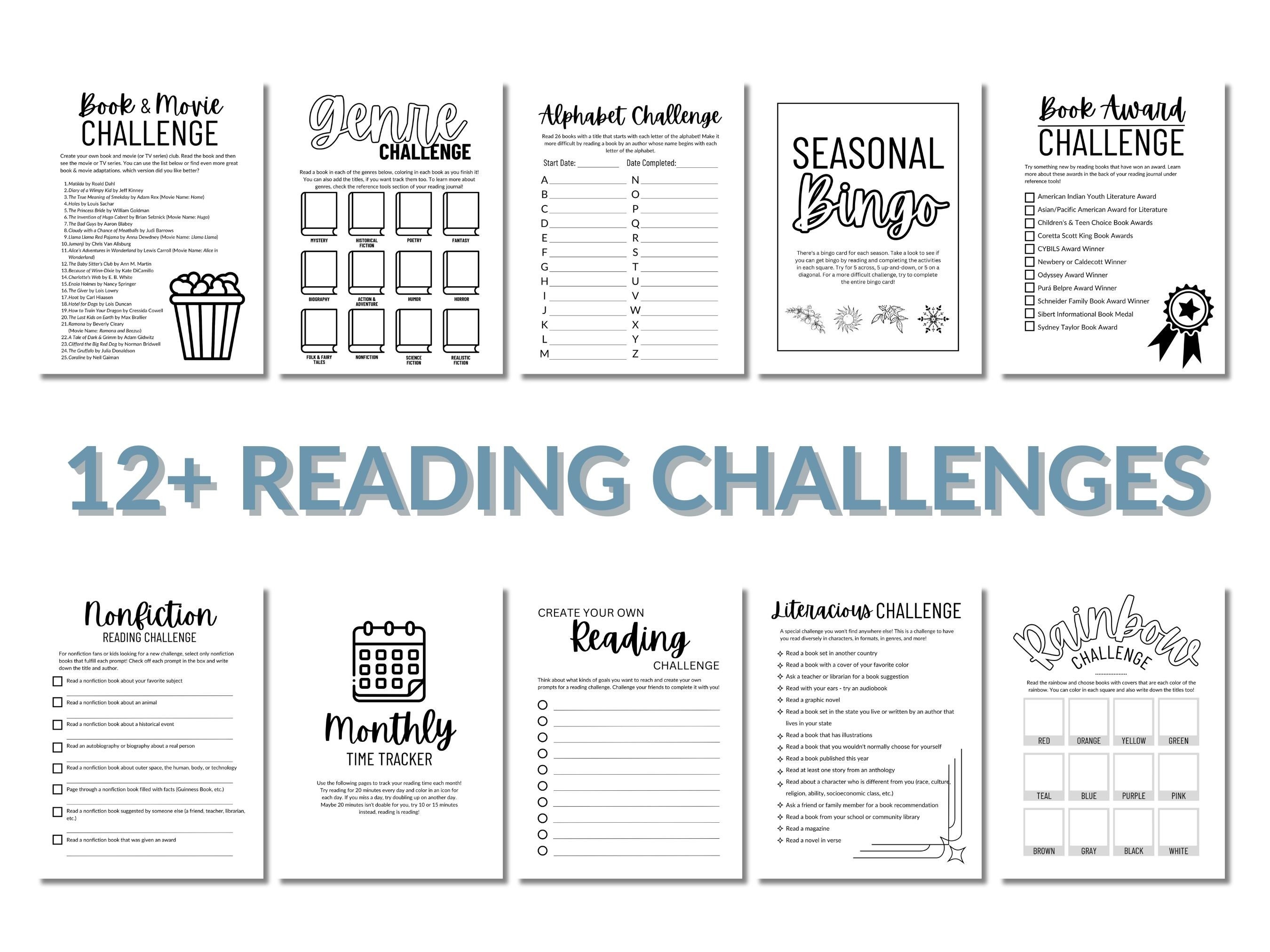 13 Printable Kids' Reading Challenges - Etsy