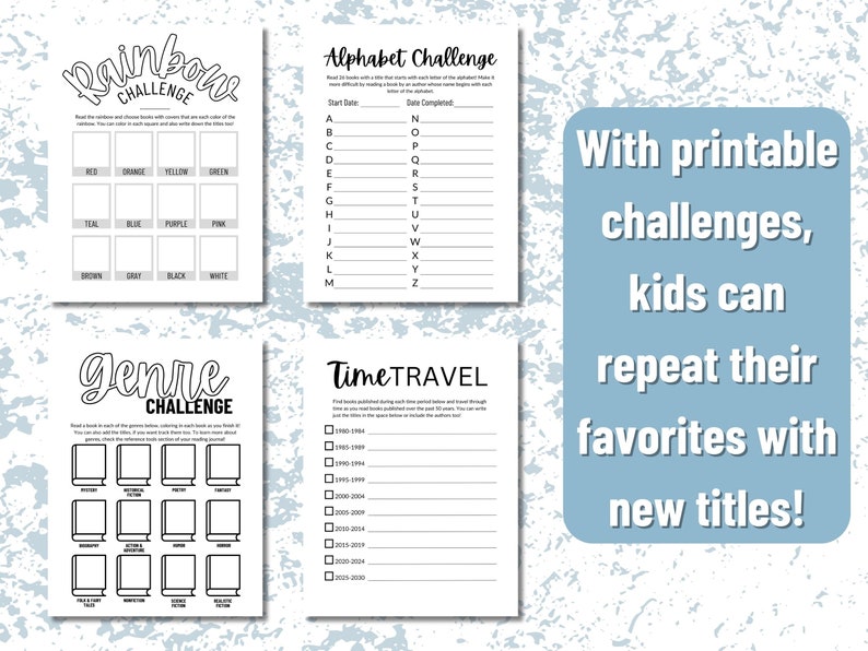 13 Printable Kids' Reading Challenges - Etsy