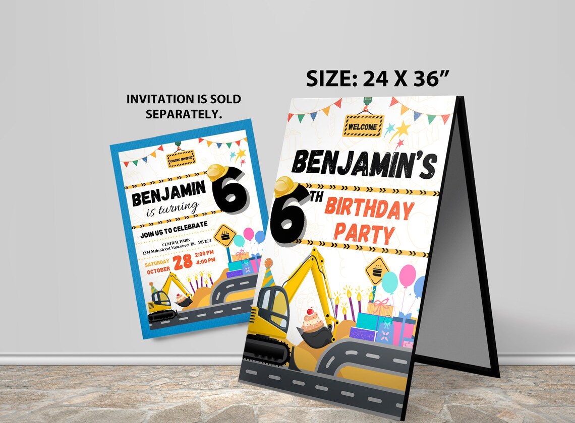 Construction Birthday Party Stand Sign Editable Template, Printable ...