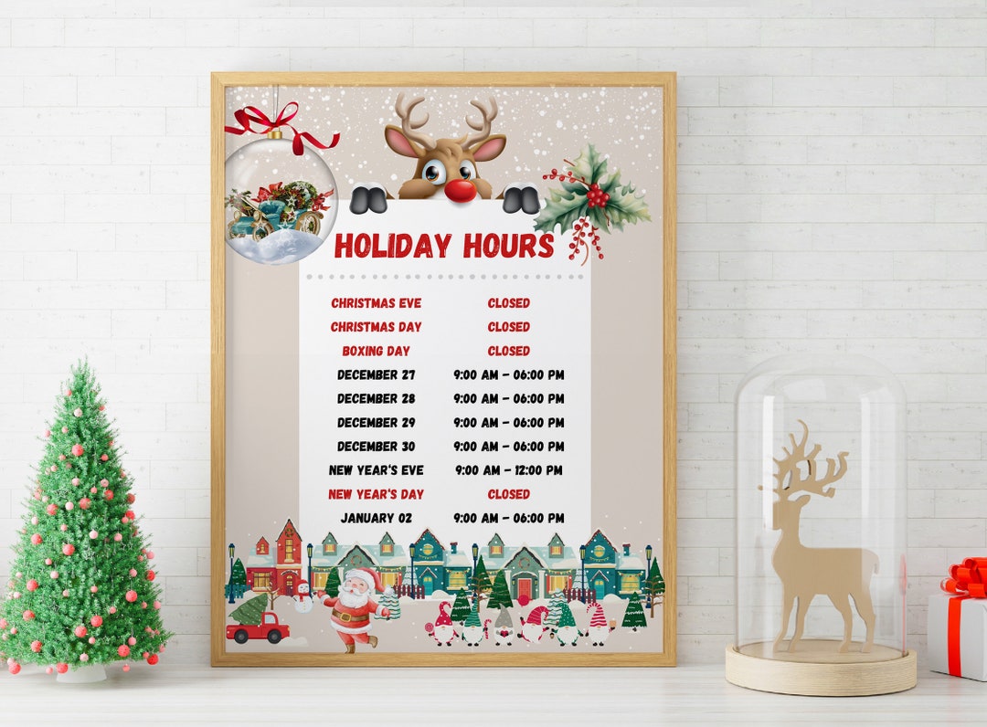 Holiday Opening Hours Sign: Printable Mobile Template (digital Download ...