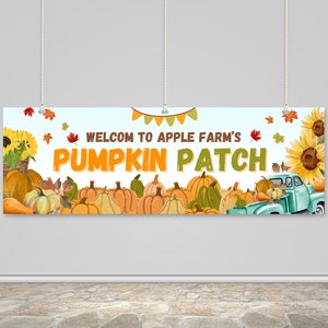 Pumpkin Patch Hanging Banner Sign, Editable Printable Instant Digital ...