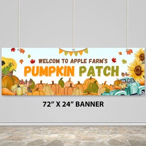 Pumpkin Patch Hanging Banner Sign, Editable Printable Instant Digital ...
