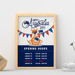 Australia Day Opening Hours Template: Printable Editable Sign (digital ...