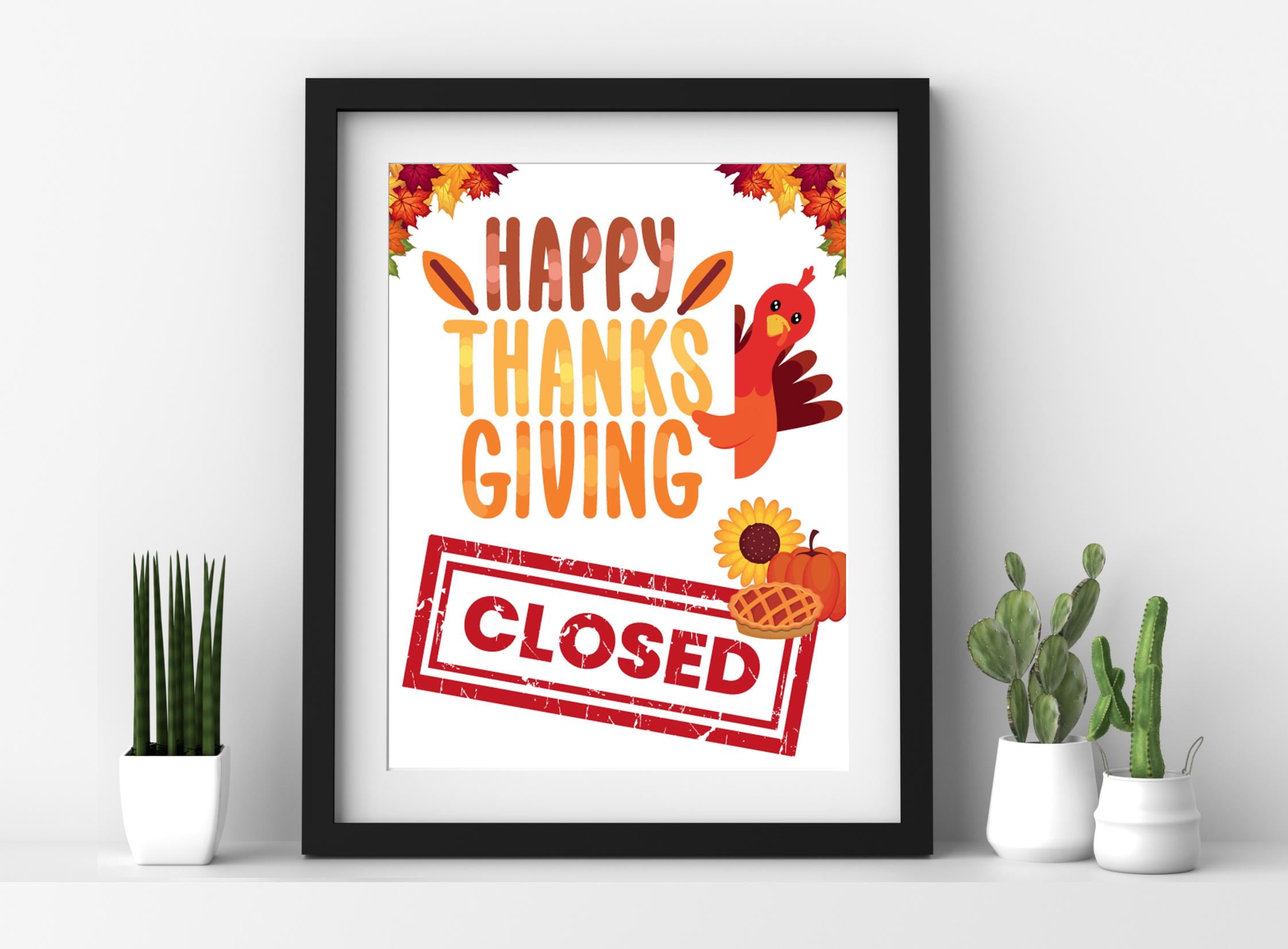 Thanksgiving Day Closed Sign 8.5x11 Inches Digital Download / PDF ...