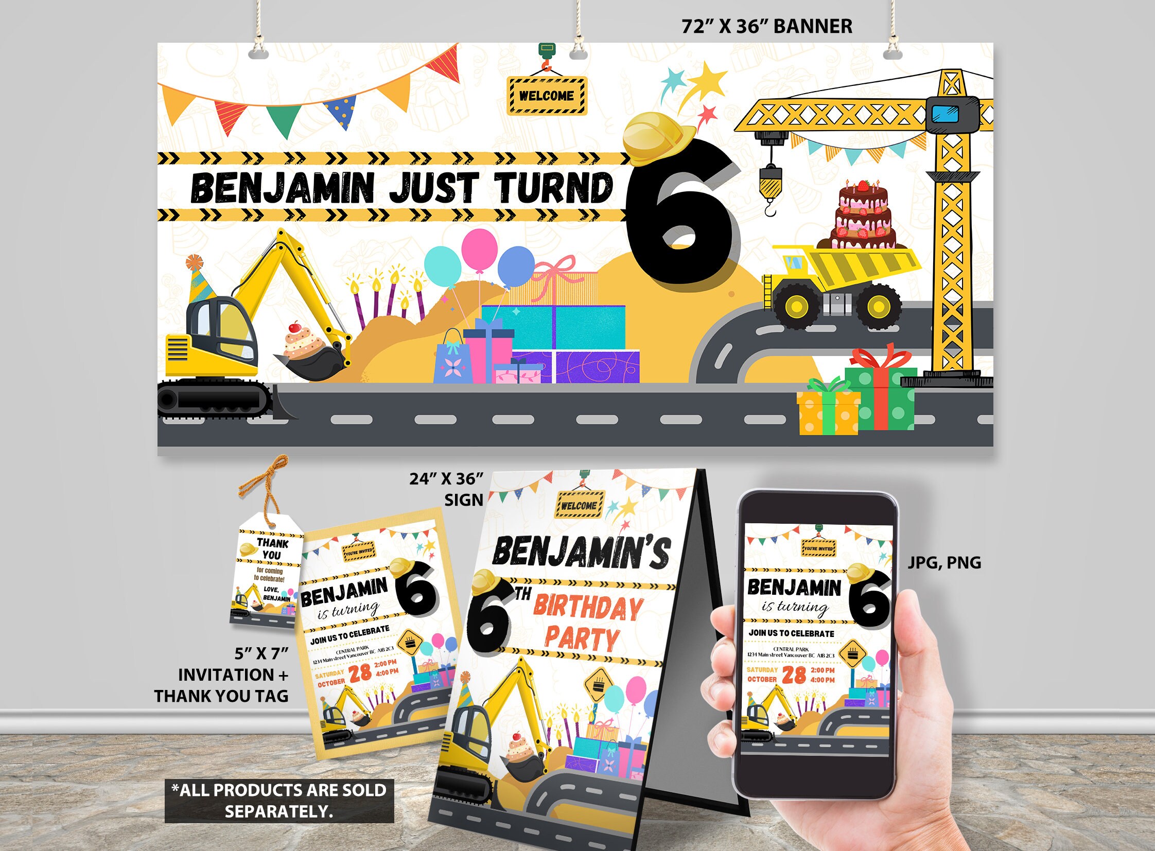 Construction Birthday Boy Hanging Banner Backdrop Wall Sign - Etsy