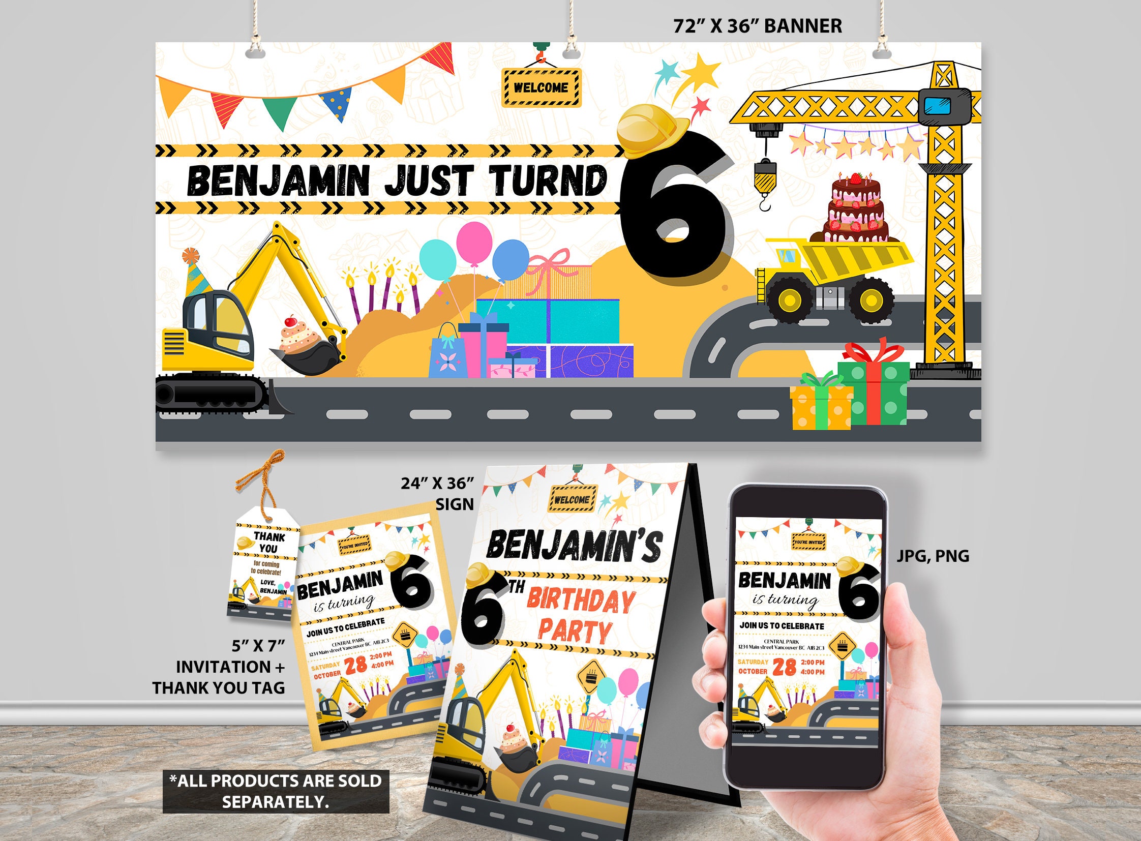 Construction Birthday Party Stand Sign Editable Template, Printable ...