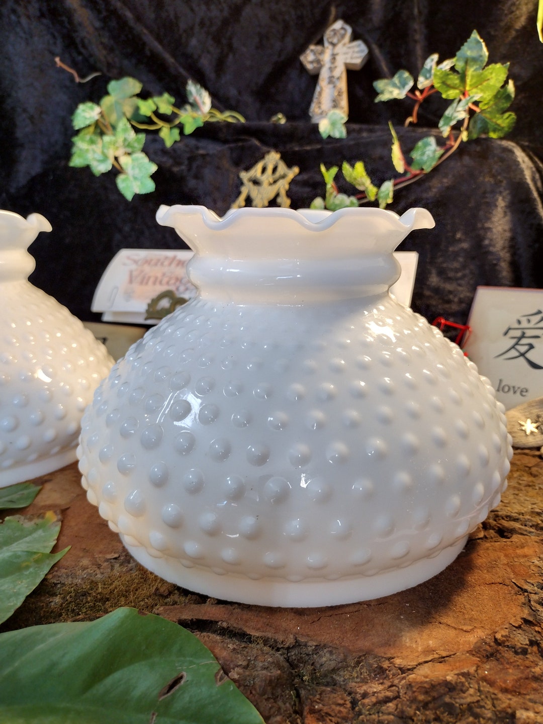1 Glass Lamp Shade Lamp Shade Replacement Hurricane Lamp Hobnail Milk ...