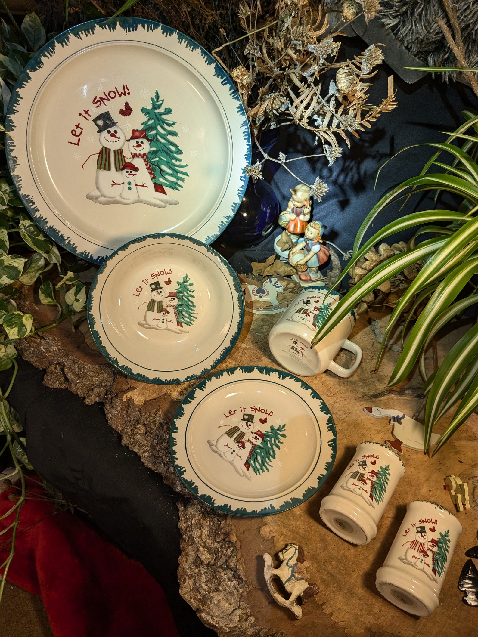 Dinnerware Set Vintage Atico Let It Snow Snowman Plates, Bowls, Mugs ...