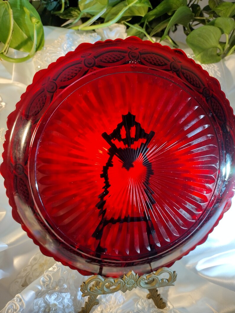 Red Glass Plate Avon 1876 Cape Cod Collection Avon Red Plate Avon 1876 ...