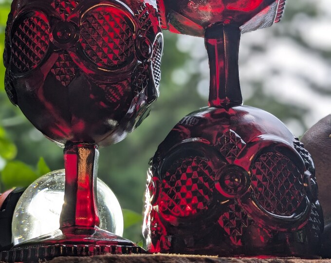 Avon Red Glass Goblet With Hexagon Foot - Avon Red Glass Water Goblet ...