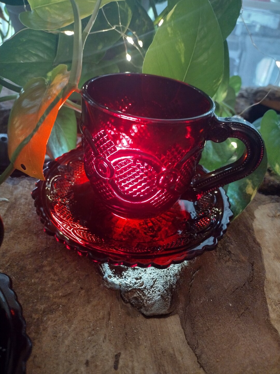 Vintage Avon 1876 Cape Cod Ruby Red Cup & Saucer Set Collector's ...