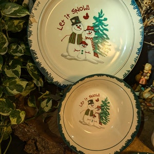 Dinnerware Set Vintage Atico Let It Snow Snowman Plates, Bowls, Mugs ...