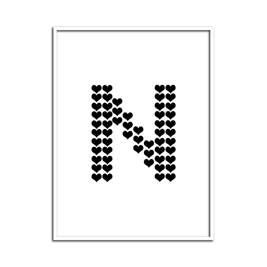 Heart Letter n Text Digital Downloadable Digital Wall Art Print ...