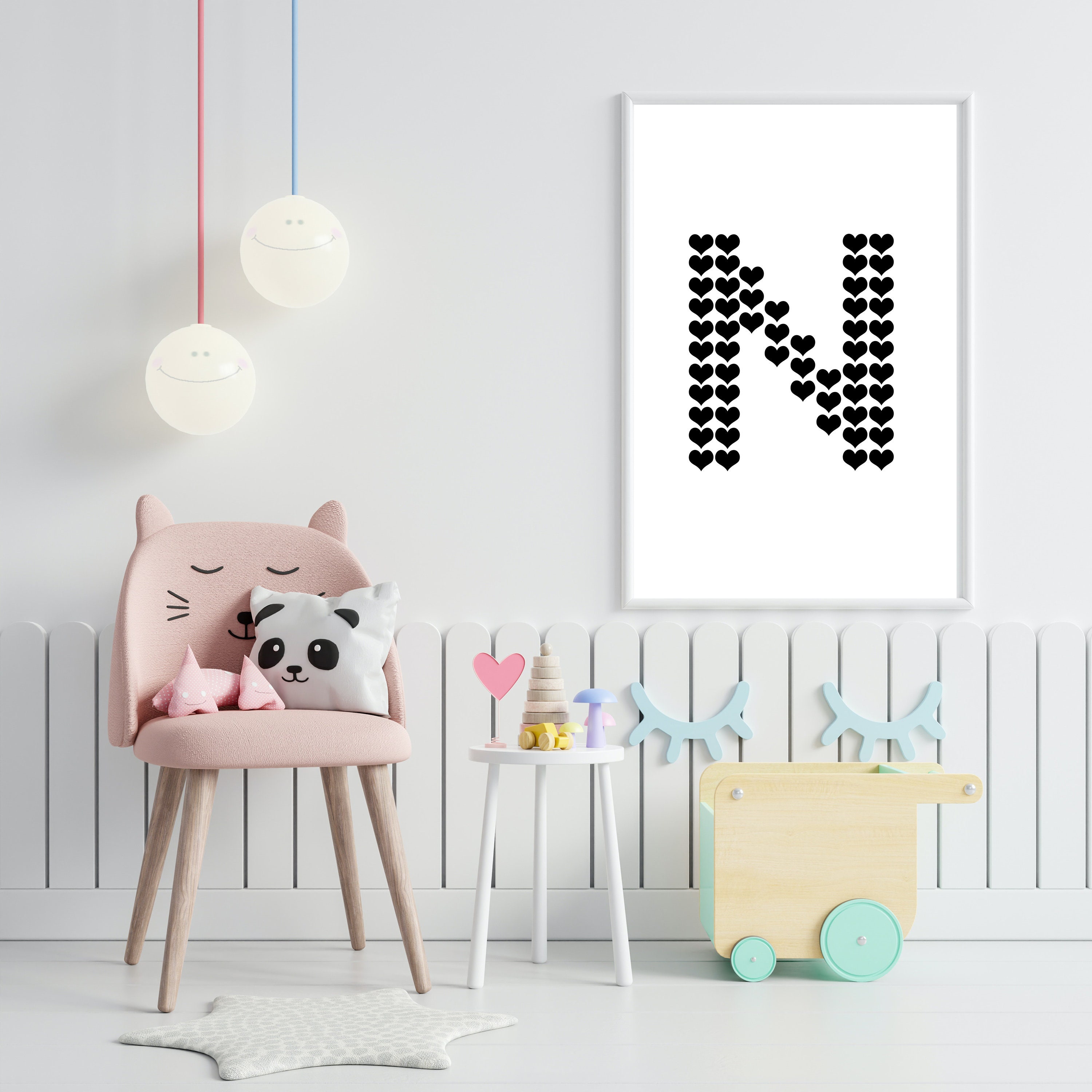 Heart Letter n Text Digital Downloadable Digital Wall Art Print ...