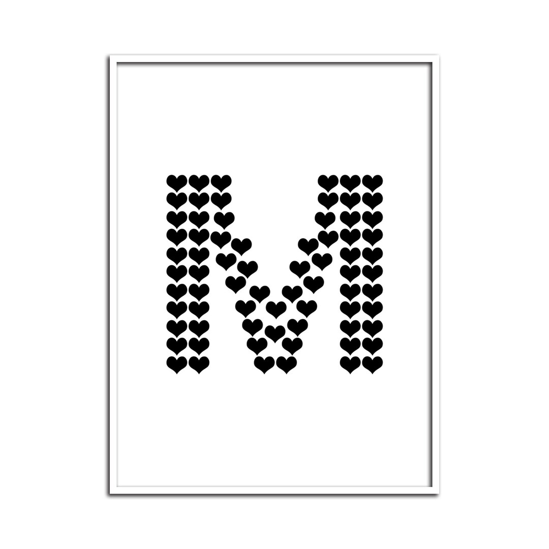 Heart Letter m Text Digital Downloadable Digital Wall Art Print ...