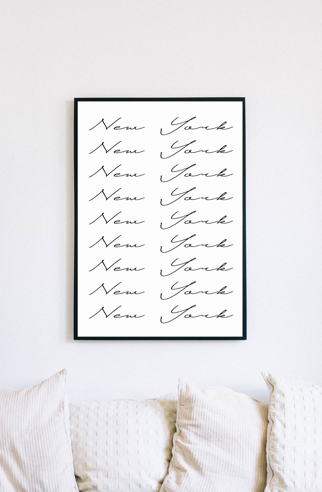 Black and White New York, New York Cursive Art Downloadable Digital ...