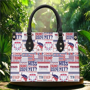 Trump Ladies Faux Leather Handbag, 2024 Trump Election Merchandise ...