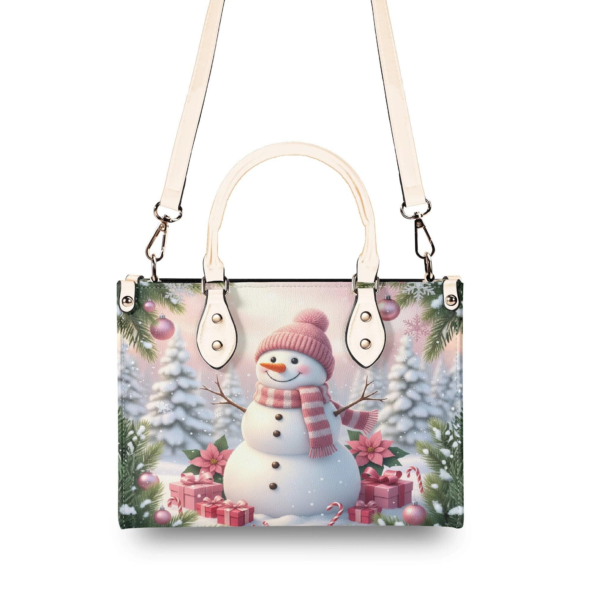 Snowman Design Ladies Handbag With Removable Strap, Christmas Faux ...