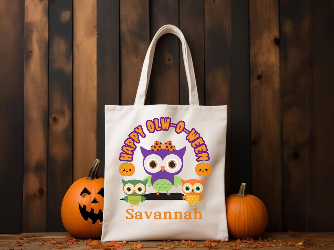Personalized Halloween Trick or Treat Bag, Cute Owl Candy Bag, Kids ...