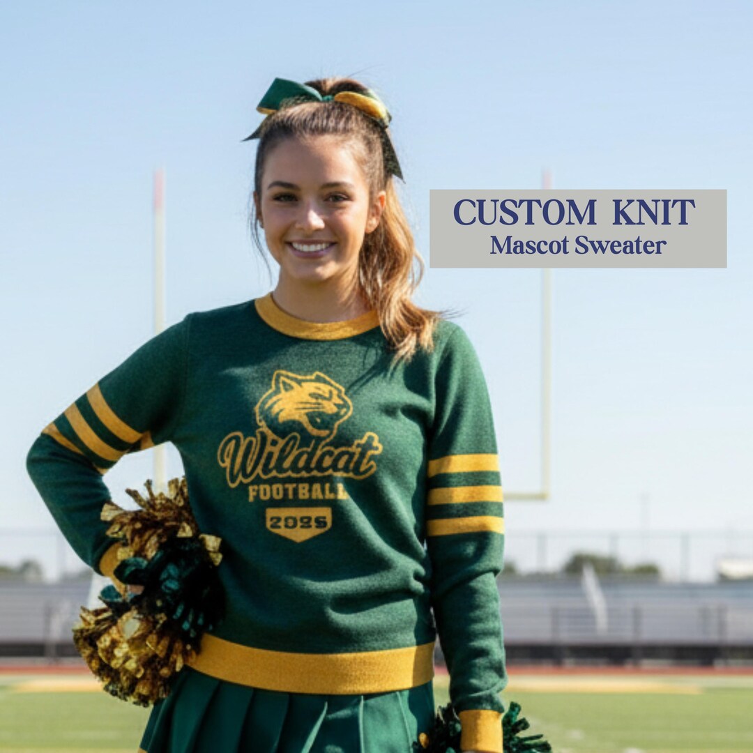 Custom Knit Varsity Sweater, Mascot Clothing, Team Colors - Etsy