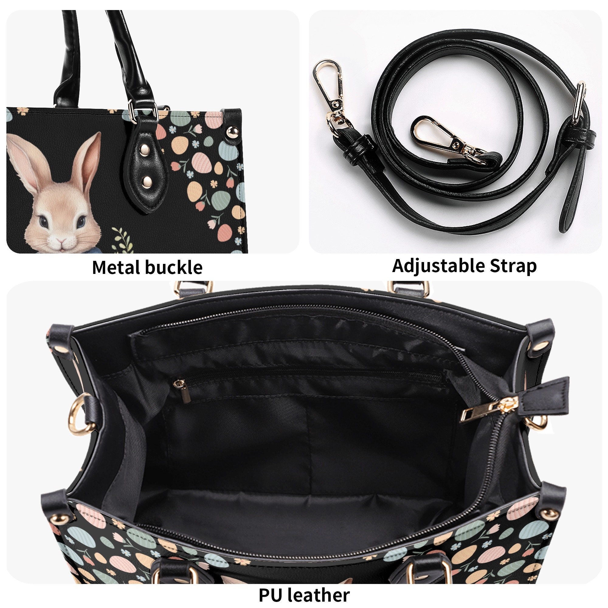 Easter Handbag, Bunny Design Purse, Spring Flower Handbag, Ladies ...