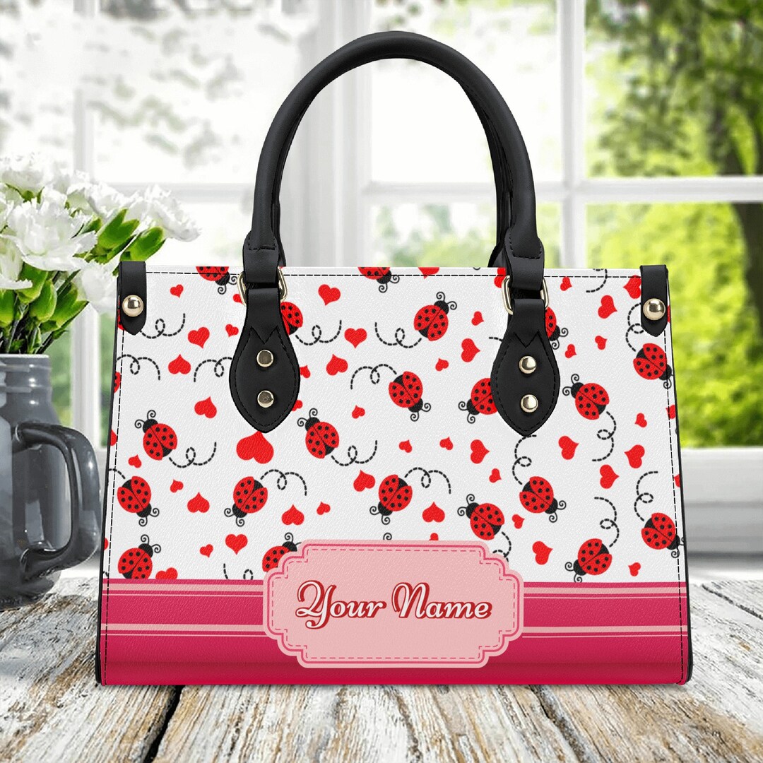Custom Ladybug Print Handbag Leather Handbag, Ladies Custom Ladybug ...