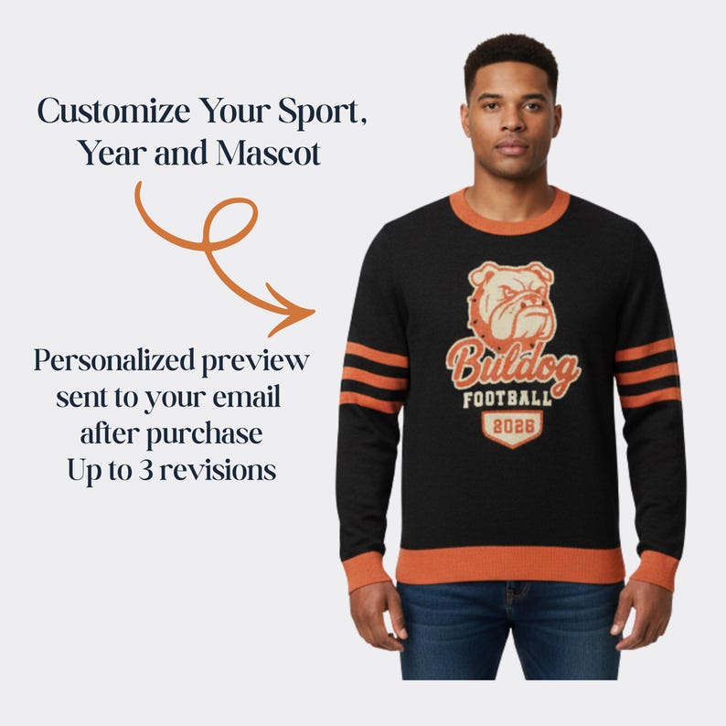 Custom Knit Varsity Sweater, Mascot Clothing, Team Colors - Etsy
