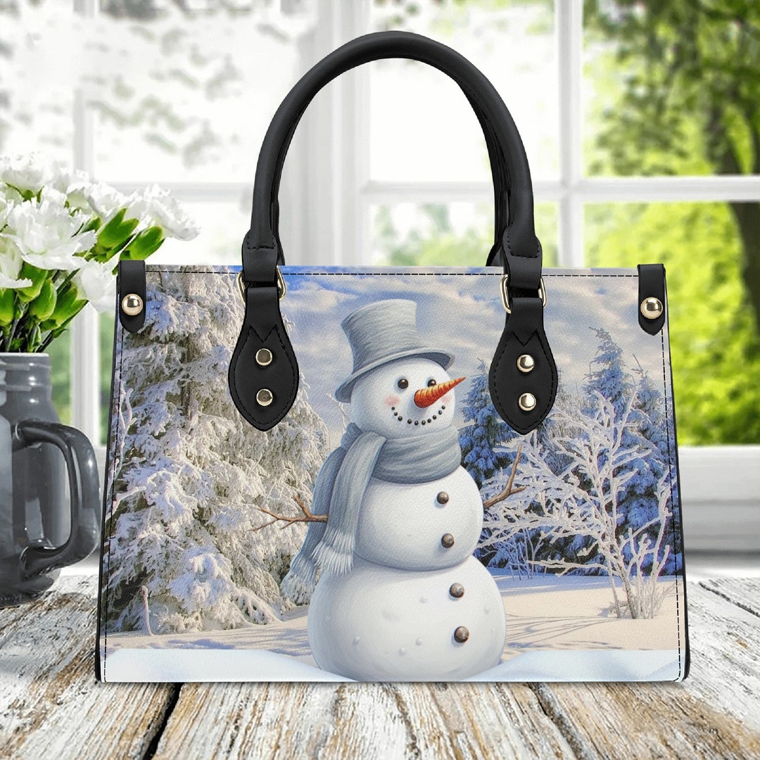 Winter Snowman PU Leather Handbag, Holiday Purse - Etsy