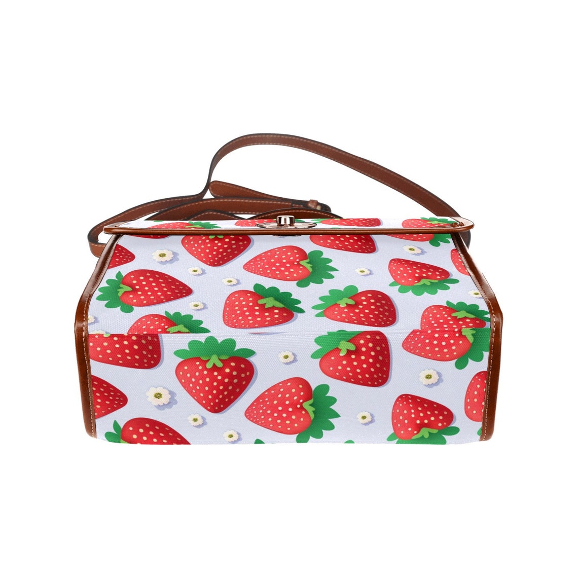 Strawberry Print Handbag, Strawberry Print Purse, Canvas Handbag, Small ...