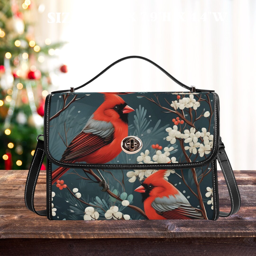 Christmas Cardinal Handbag, Winter Cardinal Faux Leather Purse, Gift ...